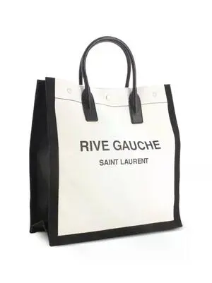 Saint Laurent Rive Gauche Canvas Tall Tote Bag - Neutrals