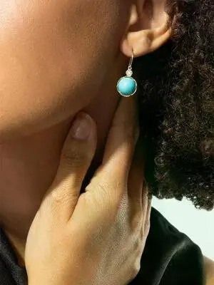 Irene Neuwirth Turquoise And Diamond Drop Earrings