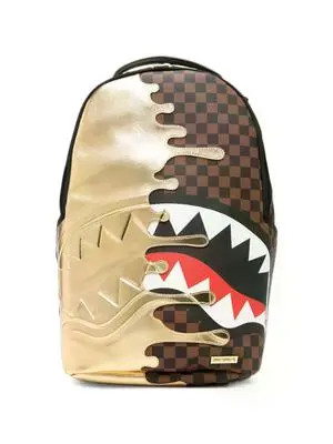 SPRAYGROUND Shark Mouth Checkered Backpack - Gold
