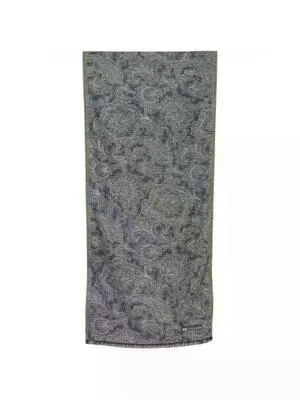 Kiton Paisley-print Frayed Scarf - Blue