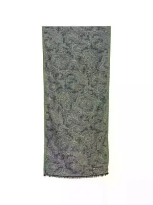 Kiton Paisley-print Frayed Scarf - Blue