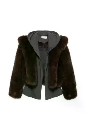 SYSTEM Faux Fur Hooded Jacket - Brown