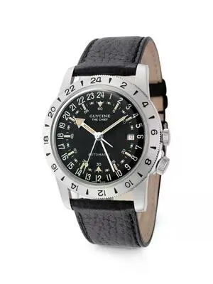 GLYCINE Airman Vintage The Chief 40mm Automatic Watch With Gmt Display - Black