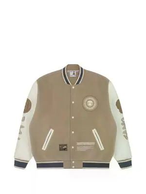 AAPE BY *A BATHING APE Moonface Embroidered Bomber Jacket - Neutrals