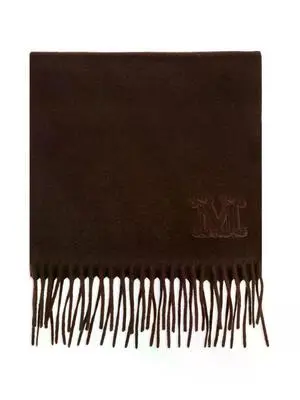 Max Mara Fringed Logo-embroidered Scarf - Brown