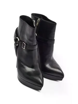 Saint Laurent Leather Harness Ankle Boots