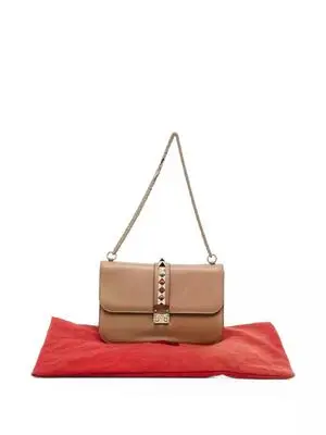 Valentino Garavani Glam Lock Rockstud Shoulder Bag - Neutrals