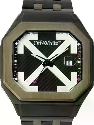 Off-White Rectangular Stainless Steel Watch - Black