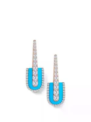 U LOS ANGELES 18k Rose Gold Turquoise And Diamond Drop Earrings - Pink