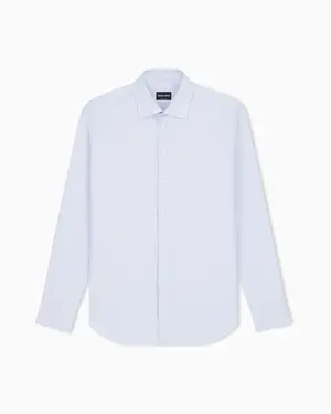 Giorgio Armani Regular Fit Shirt In Micro Weave Cotton With French Collar