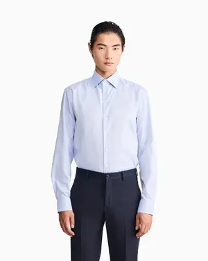 Giorgio Armani Regular Fit Shirt In Micro Weave Cotton With French Collar