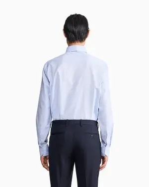 Giorgio Armani Regular Fit Shirt In Micro Weave Cotton With French Collar