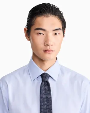 Giorgio Armani Regular Fit Shirt In Micro Weave Cotton With French Collar