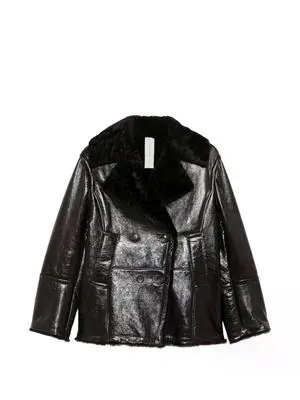 FURLING BY GIANI Shearling Collar Double-breasted Jacket