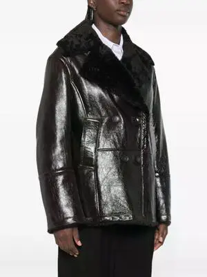 FURLING BY GIANI Shearling Collar Double-breasted Jacket