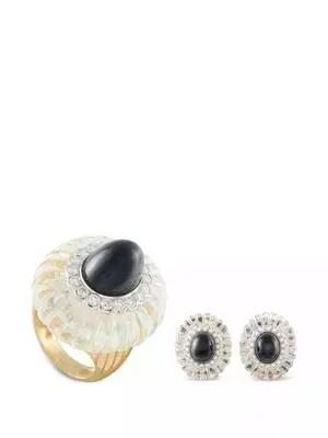 Cartier 18k Yellow Diamond And Rock Crystal Earrings And Ring Set