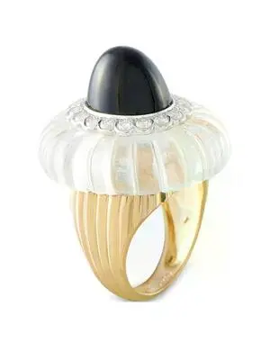 Cartier 18k Yellow Diamond And Rock Crystal Earrings And Ring Set