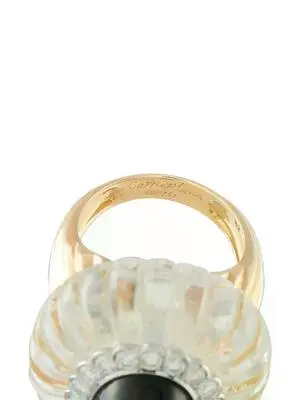 Cartier 18k Yellow Diamond And Rock Crystal Earrings And Ring Set