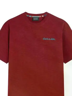 Scotch & Soda Logo-embroidered Slub-texture T-shirt