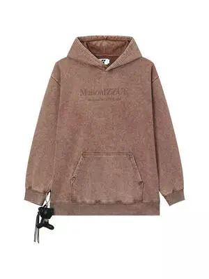 Izzue Acid-wash Logo-embroidered Hoodie