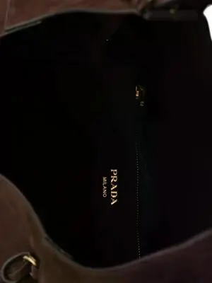 Prada Large Suede Shoulder Bag - Brown