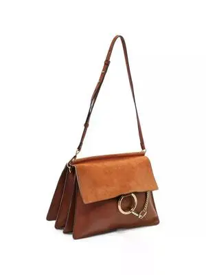 Chloé Faye Suede-panel Shoulder Bag Brown