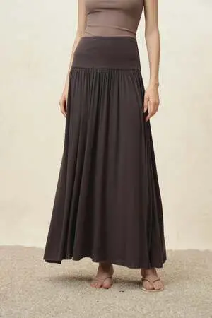 Fabrique Nemesis Drapy Ruched Skirt In Tencel Blend - Grey