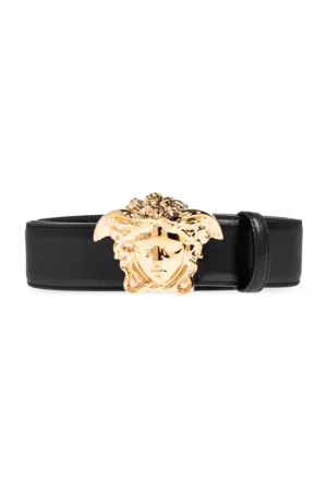 Versace Leather Belt With Medusa Buckle - Black