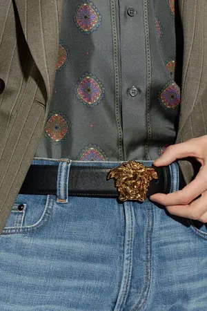 Versace Leather Belt With Medusa Buckle