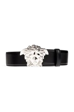 Versace Leather Belt With Medusa Buckle - Black