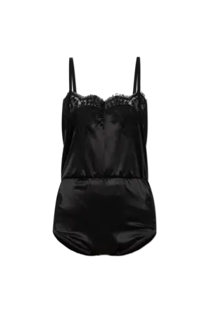 Dolce & Gabbana Silk Bodysuit With Lace Accents