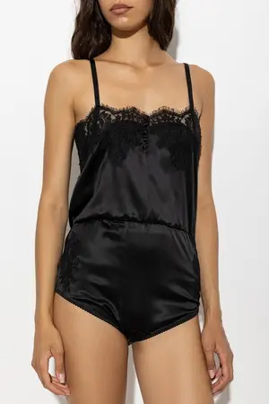 Dolce & Gabbana Silk Bodysuit With Lace Accents