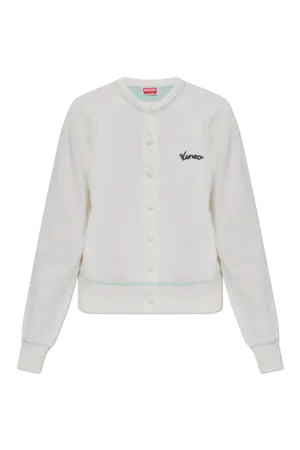 Kenzo Embroidered Logo Wool Cardigan - White