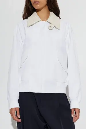 Bottega Veneta Cotton Jacket With Contrasting Basket Weave Collar