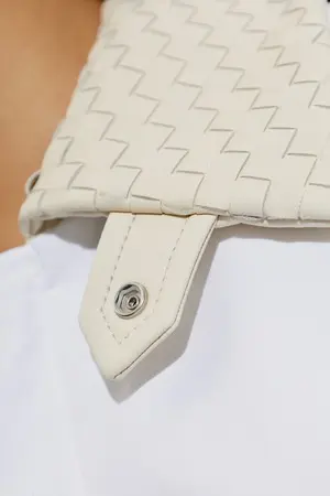 Bottega Veneta Cotton Jacket With Contrasting Basket Weave Collar