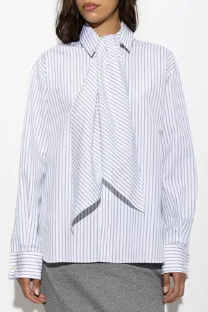 Sacai Striped Shirt With Decorative Neckline Tie