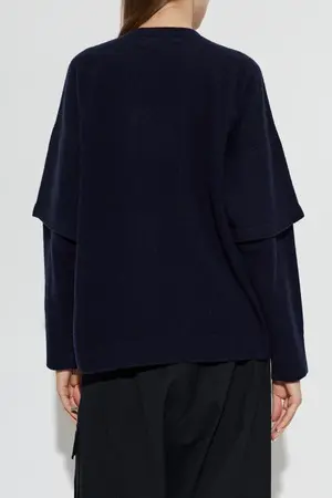 DARKPARK Navy Wool And Cashmere Double Sleeve Sweater
