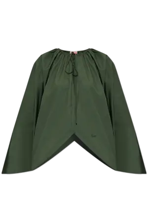 Kenzo Cotton Top With Embroidered Logo - Green