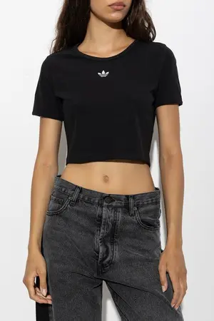 ADIDAS ORIGINALS Ribbed Cropped Top With Embroidered Trefoil Logo