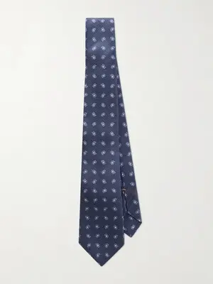 Zegna 8cm Paisley Silk-jacquard Neck Tie - Blue
