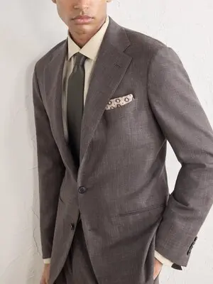 Zegna Printed Wool Pocket Square