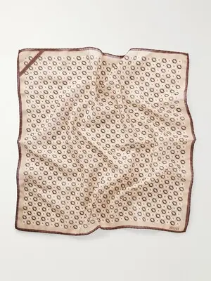 Zegna Printed Wool Pocket Square