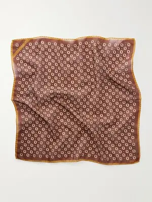 Zegna Printed Wool Pocket Square