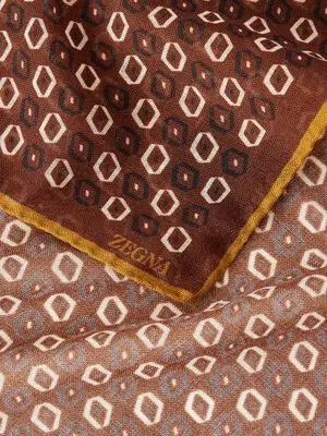 Zegna Printed Wool Pocket Square