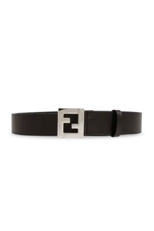 Fendi Leather Belt With Geometric Buckle - Brown
