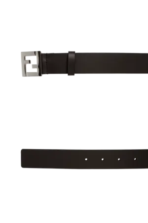 Fendi Leather Belt With Geometric Buckle