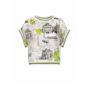 LARISA DRAGNA Printed Silk Blend Blouse - Black/green