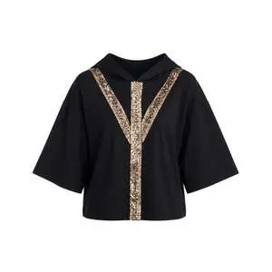 LARISA DRAGNA Hooded Oversized Hoodie With Sequin Trim