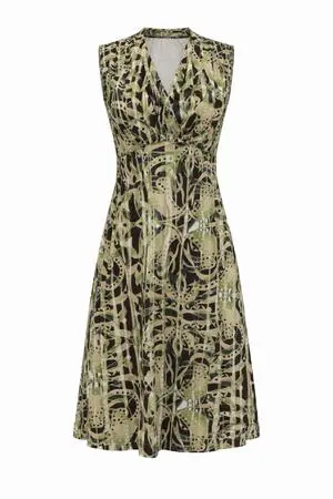CONQUISTA Artistic Wrap-front Midi Dress