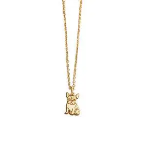 POSH TOTTY DESIGNS 18ct Yellow Plated French Bulldog Dinky Charm Necklace - Gold